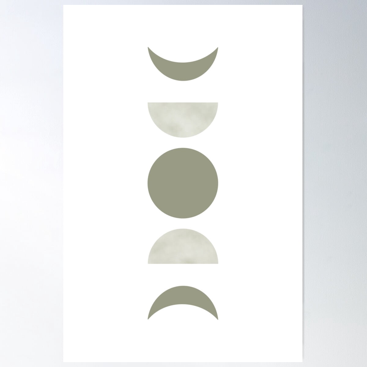 Boho Moon Phases In Olive Green Poster Wall Art, Modern Wall Decor For ...