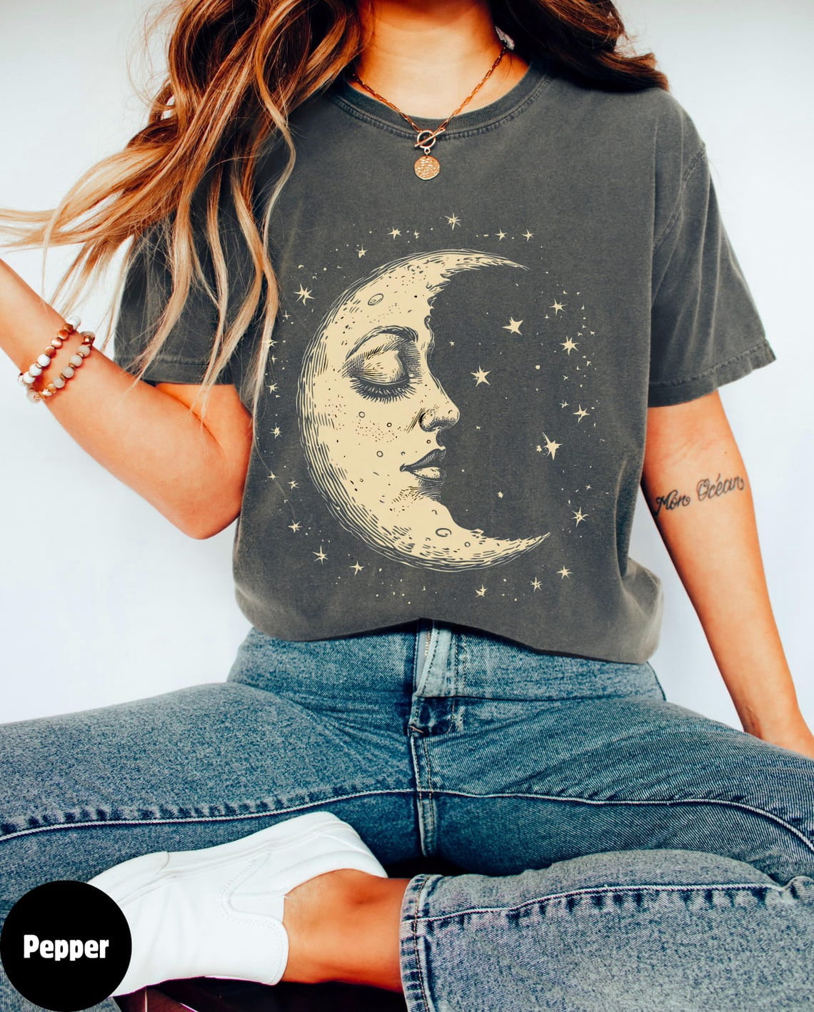 Boho Moon Retro For Spiritual Astrology Vintage Celestial Face Lunar ...