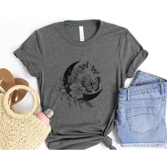 Boho Moon Tee Boho Floral TShirt Moon Floral Graphic Tee Gifts for ...