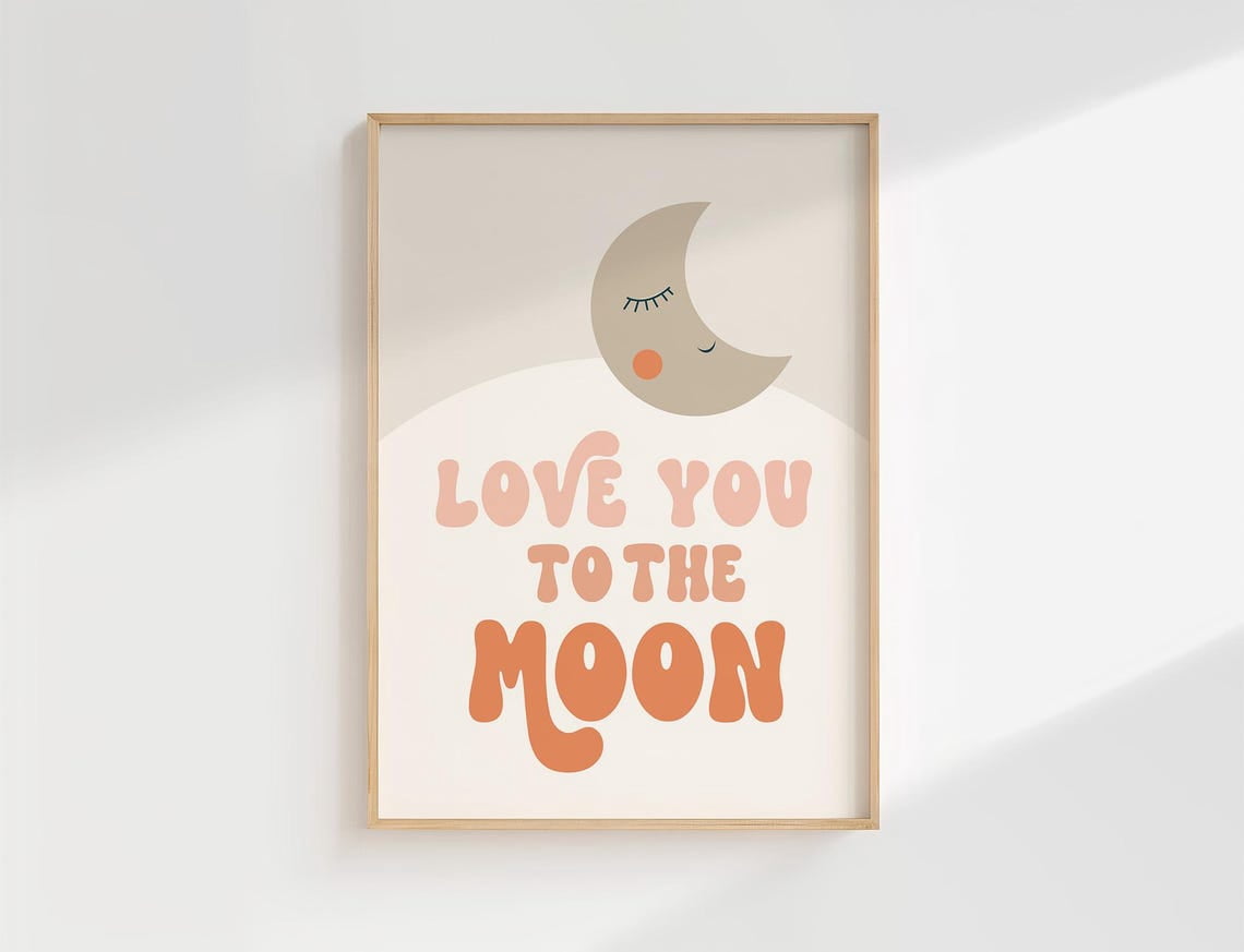 Boho Moon Wall Art For Girls Nursery Bedroom Or Playroom Love Unframed ...