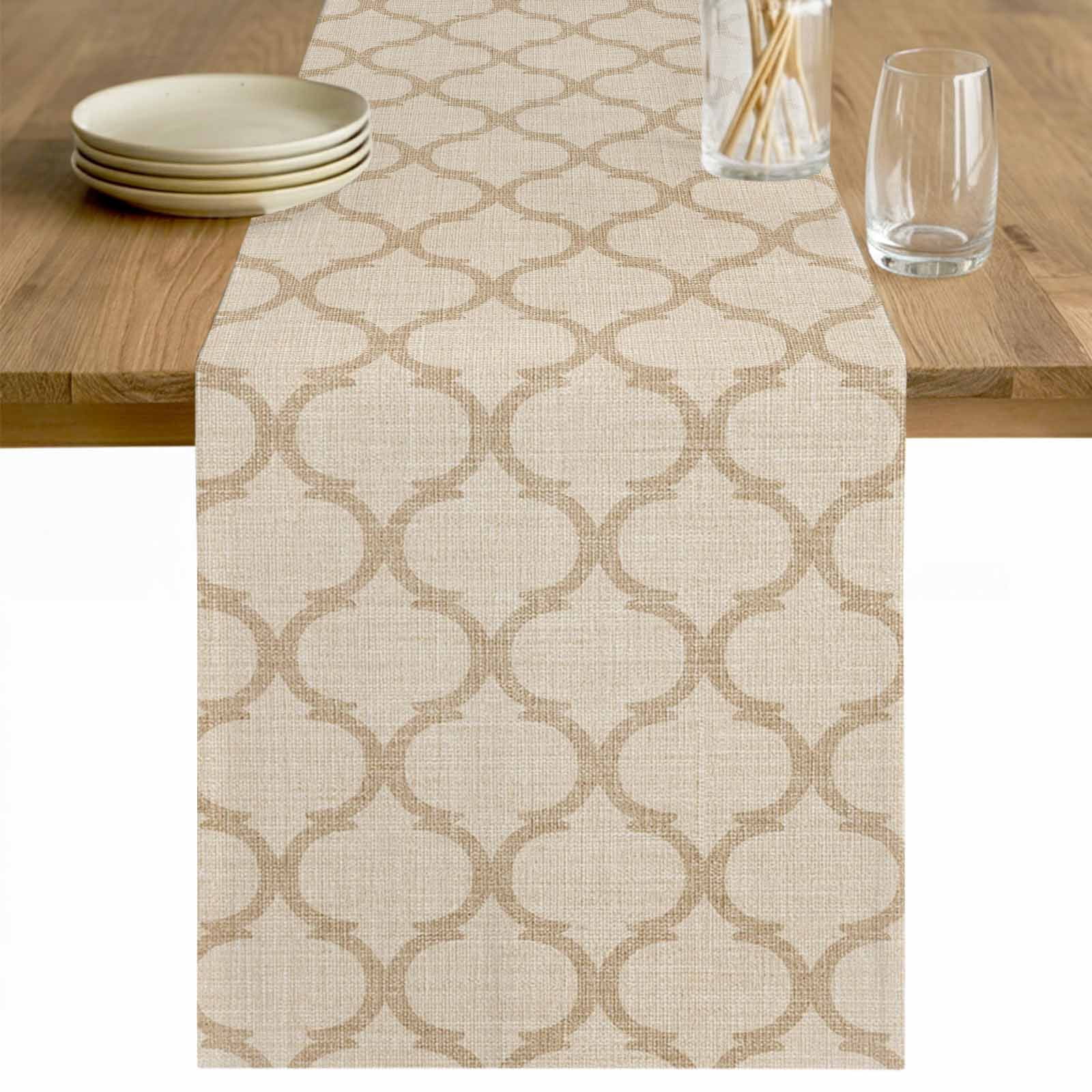 Boho Moroccan Table Runner - 120 Inch Long Vintage Morocco Quatrefoil ...