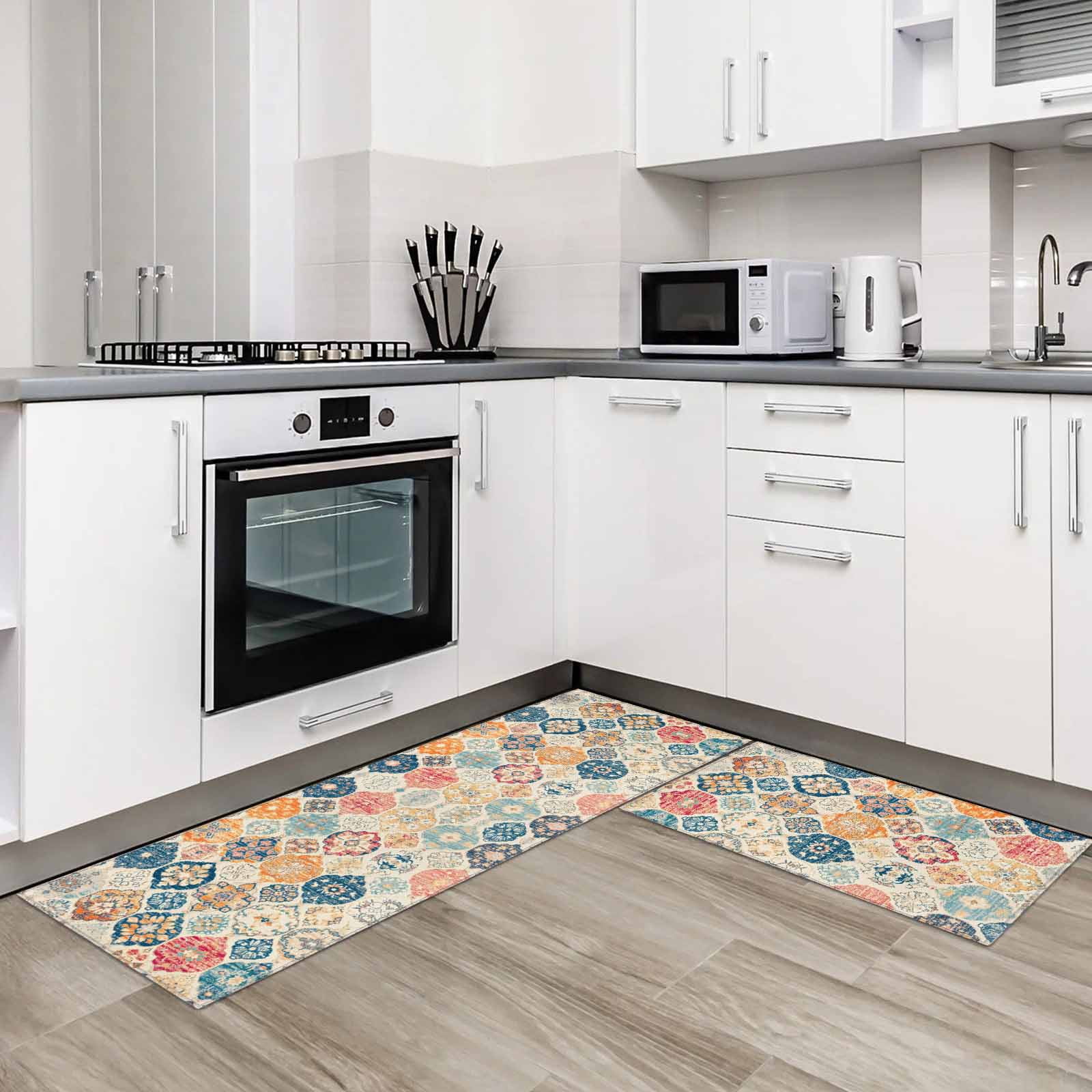 Boho Morocco 2 Pieces Non-Slip Kitchen Mat Set Retro Farmhouse Ethnic ...