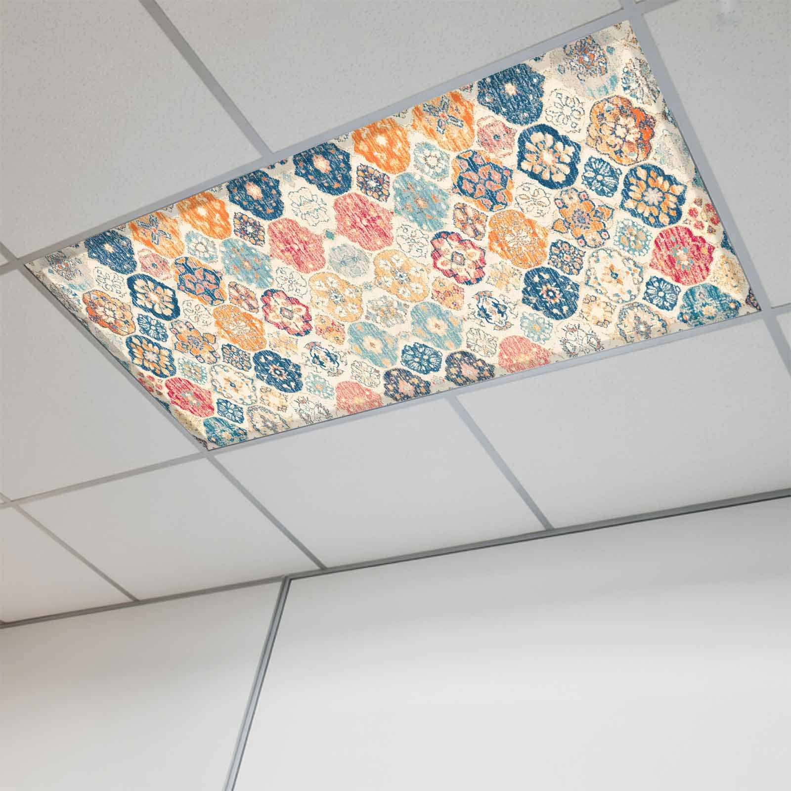 Boho Morocco Fluorescent Light Covers, Retro Farmhouse Ethnic Neutral ...