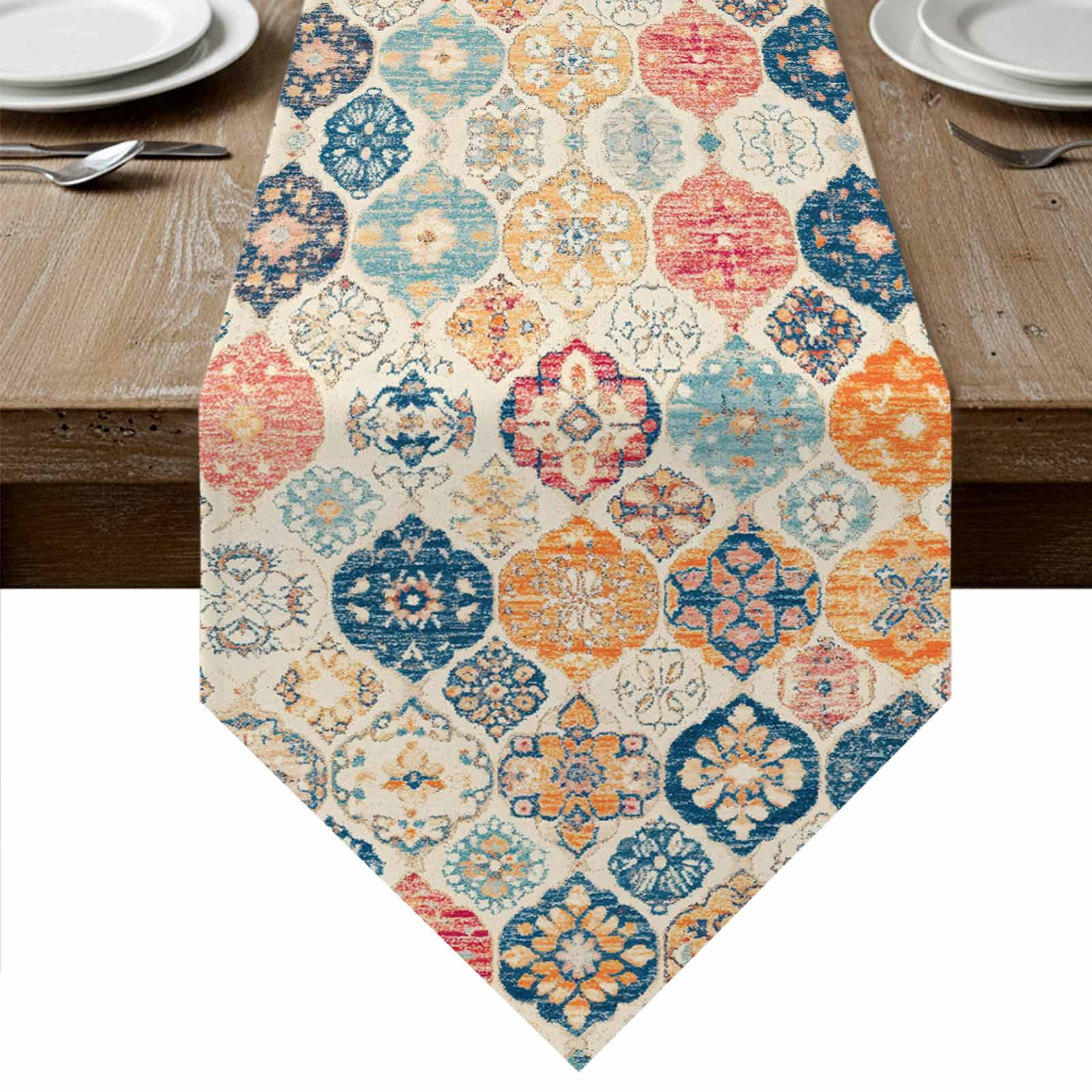 Boho Morocco Table Runner Linen Burlap Table Runner 72 Inches Long ...