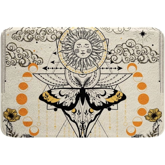 Boho Moth Butterfly Bathroom Rug Mat,18"x30" Orange and White Bathroom ...