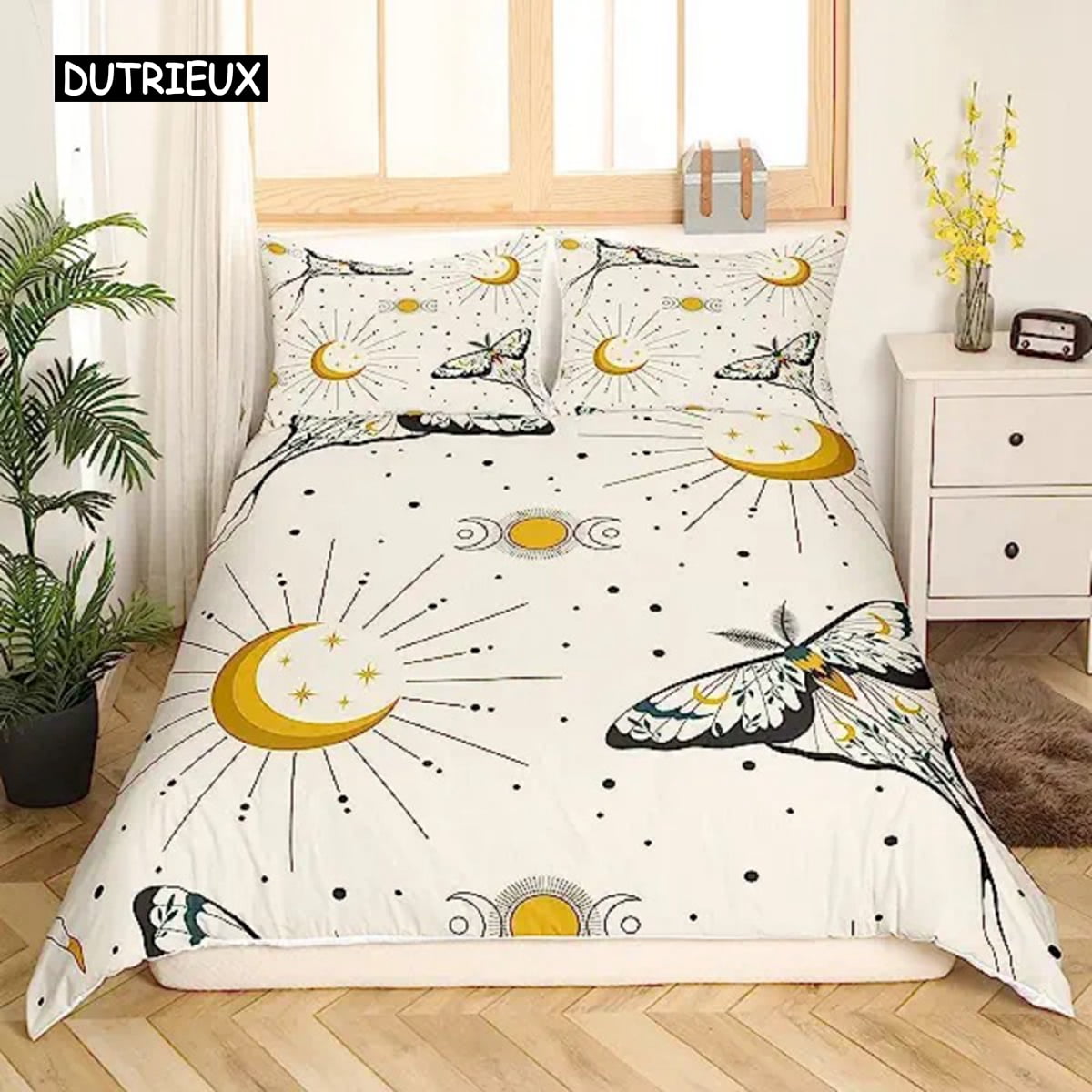 Boho Moth Duvet Cover Gothic Skull Bedding Set for Girls Women Bedroom r Moon Star Personalized ...