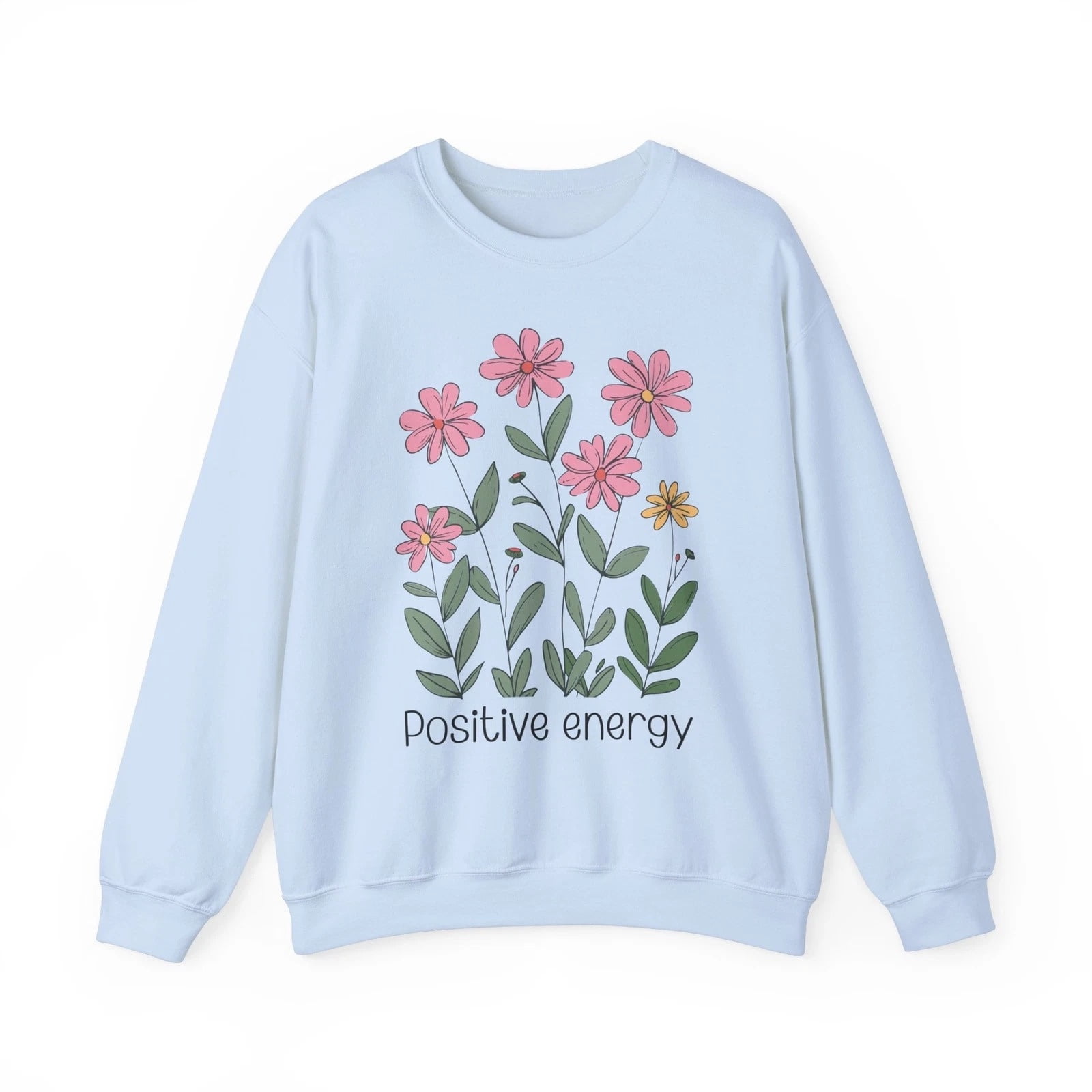Boho Motivational Floral Cozy Sweatshirt Crewneck, Positive Energy ...