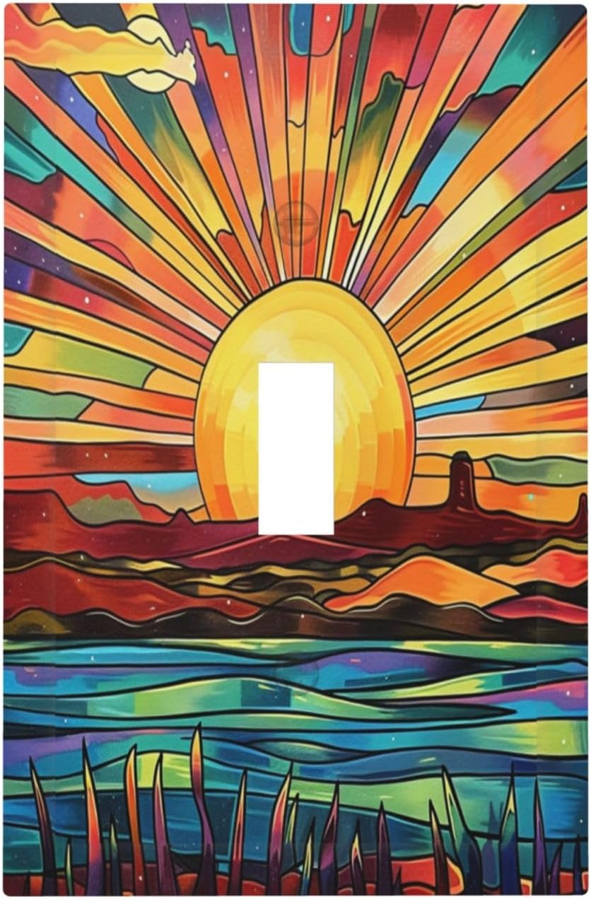 Boho Mountain And Sun Tropical Plant Socket Light Switch Cover ...