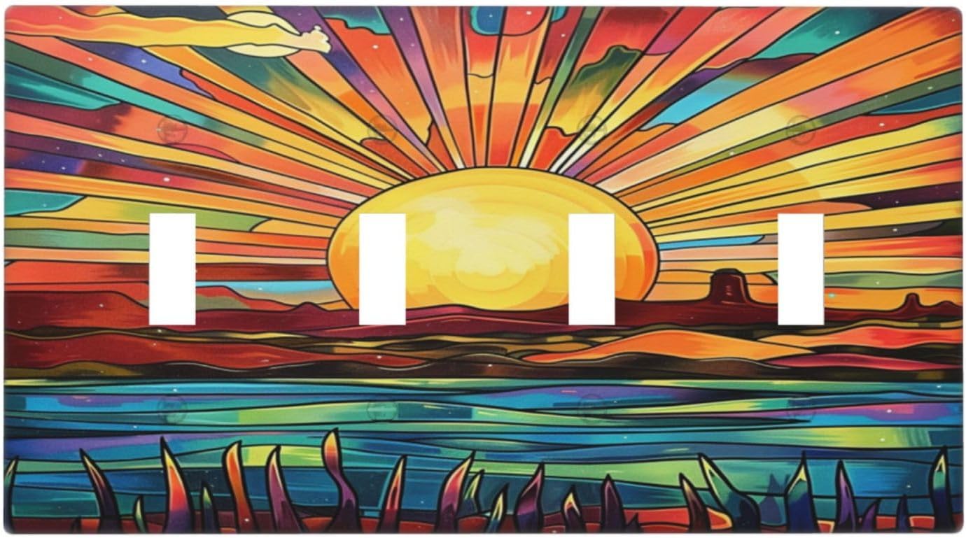 Boho Mountain And Sun Tropical Plant Socket Light Switch Cover ...