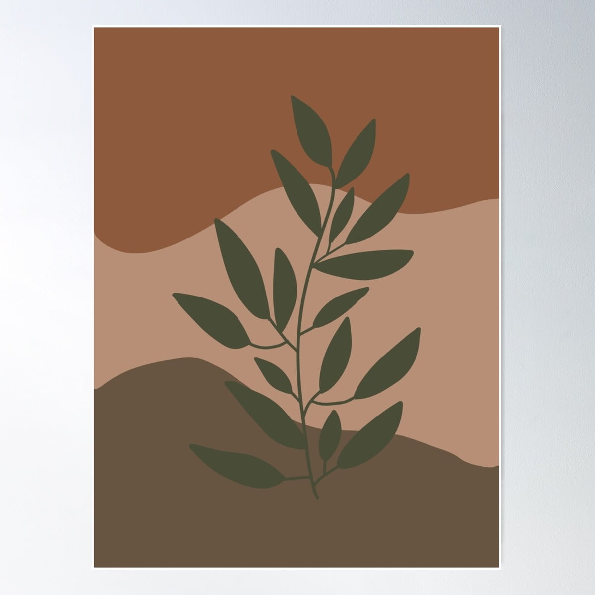 Boho Mountain Background Leaf Arts Poster Wall Art, Modern Wall Decor ...