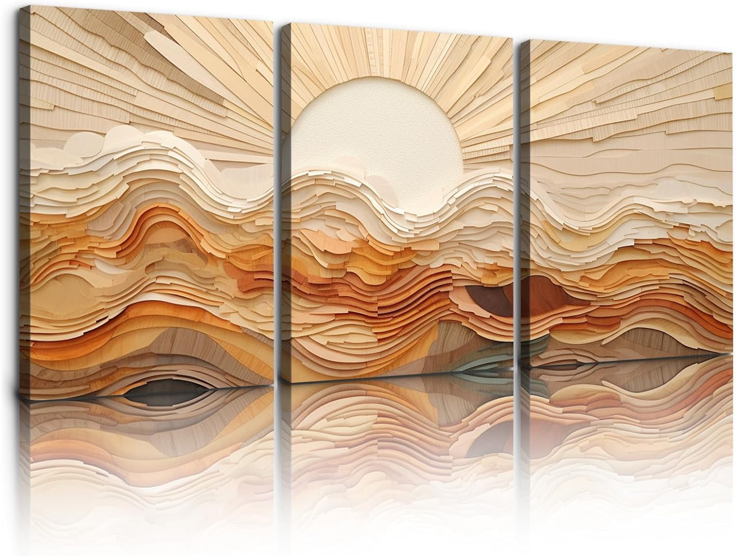 Boho Mountain Canvas Wall Art for Home Decor - Abstract Sun Mountain ...