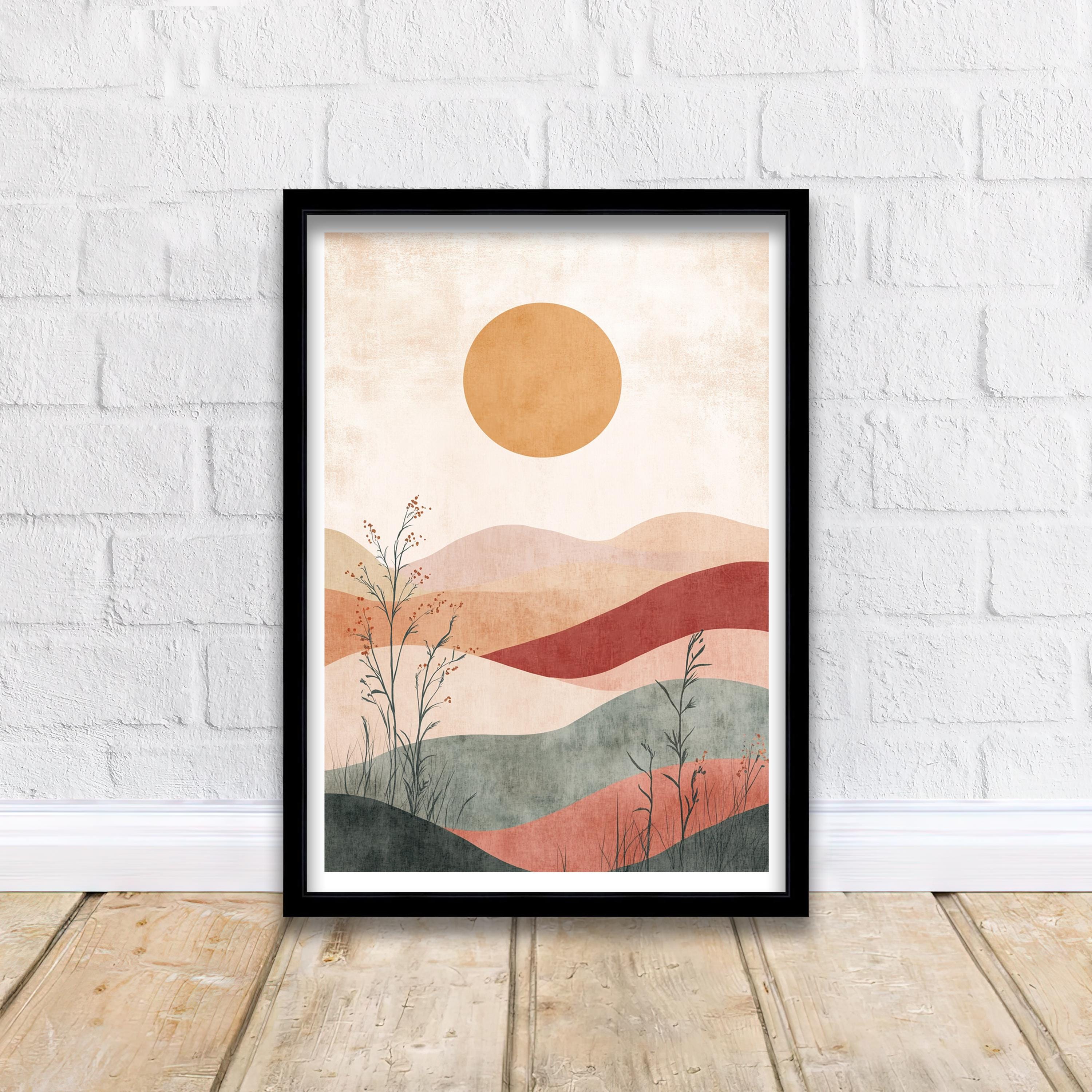 Boho Mountain Landscape Wall Print Modern Nature Wall Art Earthy Scenic ...