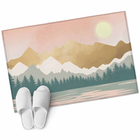 Boho Mountains Bathroom Rug Washable 2x3 Entryway Rug Non Slip Abstract ...