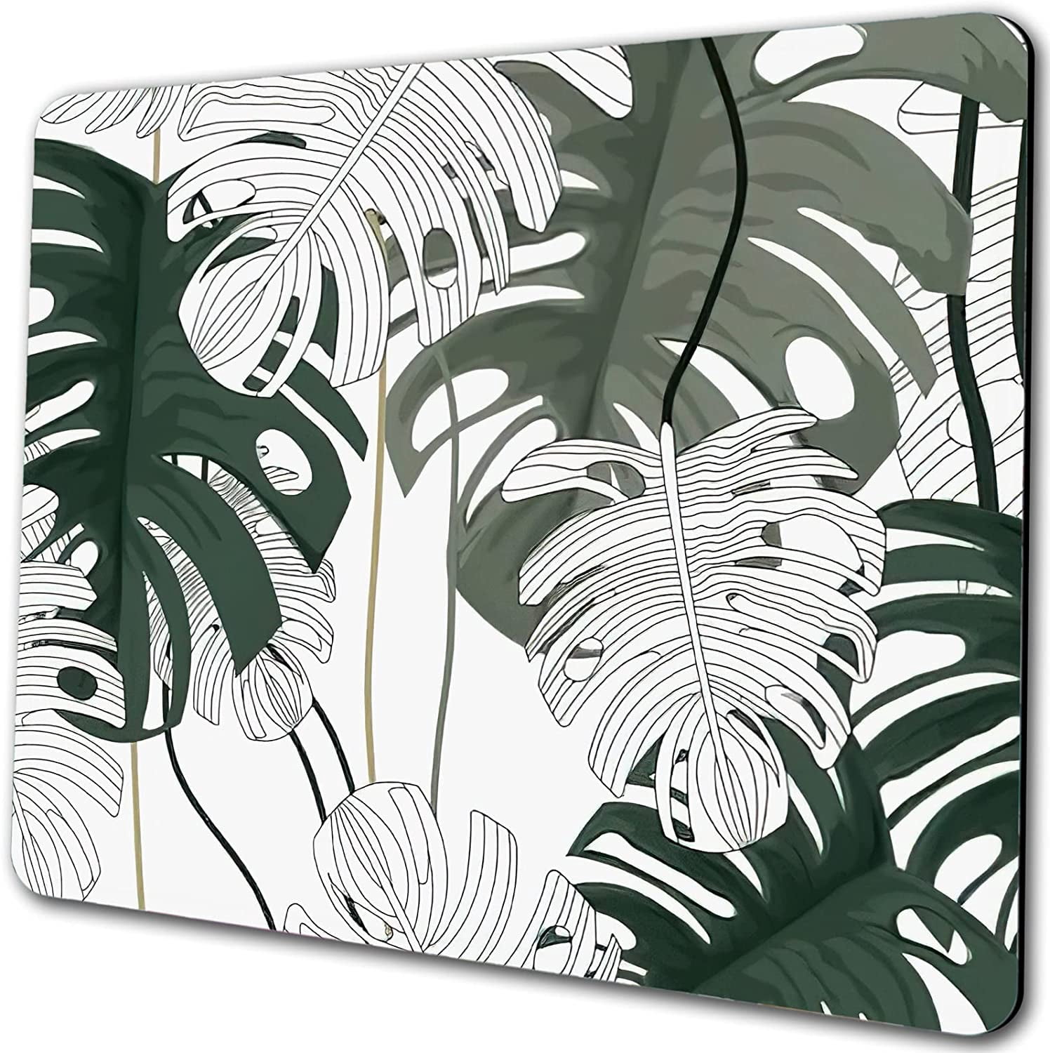 Boho Mouse Pad Green Tropical Plant Leaves Gaming Mousepad Non Slip ...