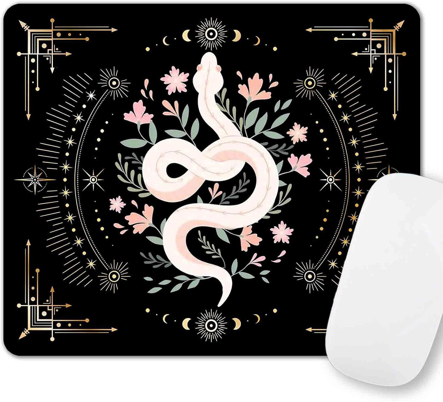 Boho Mouse Pad, Snake Witch Mouse Mat, Women Girls Mousepad, Moon ...