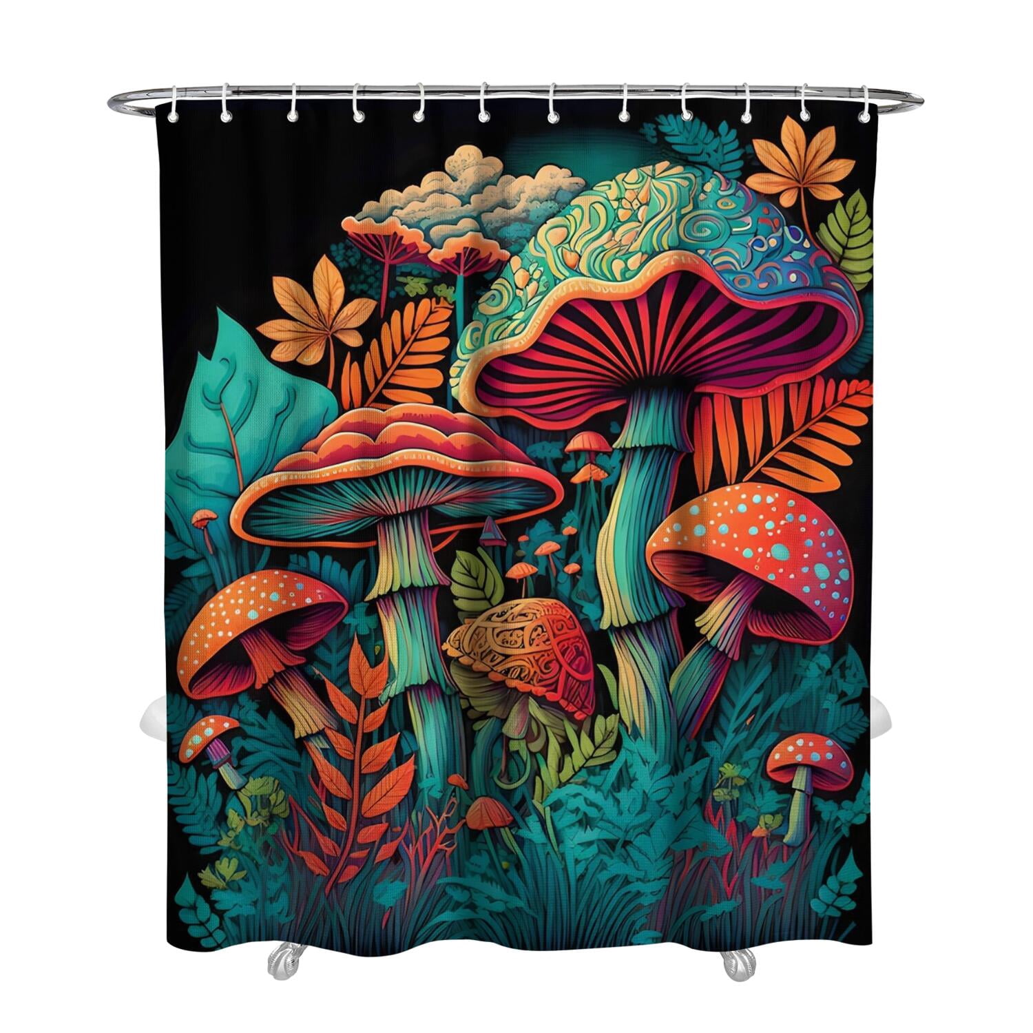 Boho Mushroom & Botanical Mushroom Shower Curtain - Cottagecore Fungi ...