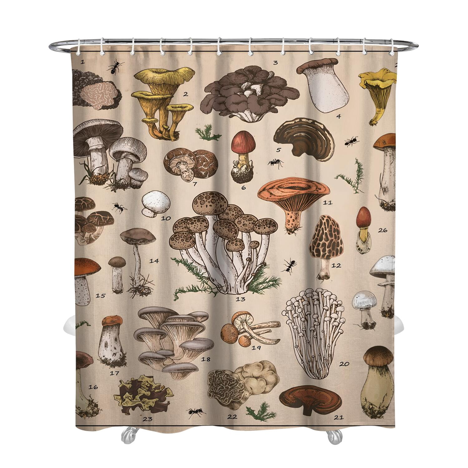 Boho Mushroom & Botanical Mushroom Shower Curtain - Cottagecore Fungi ...