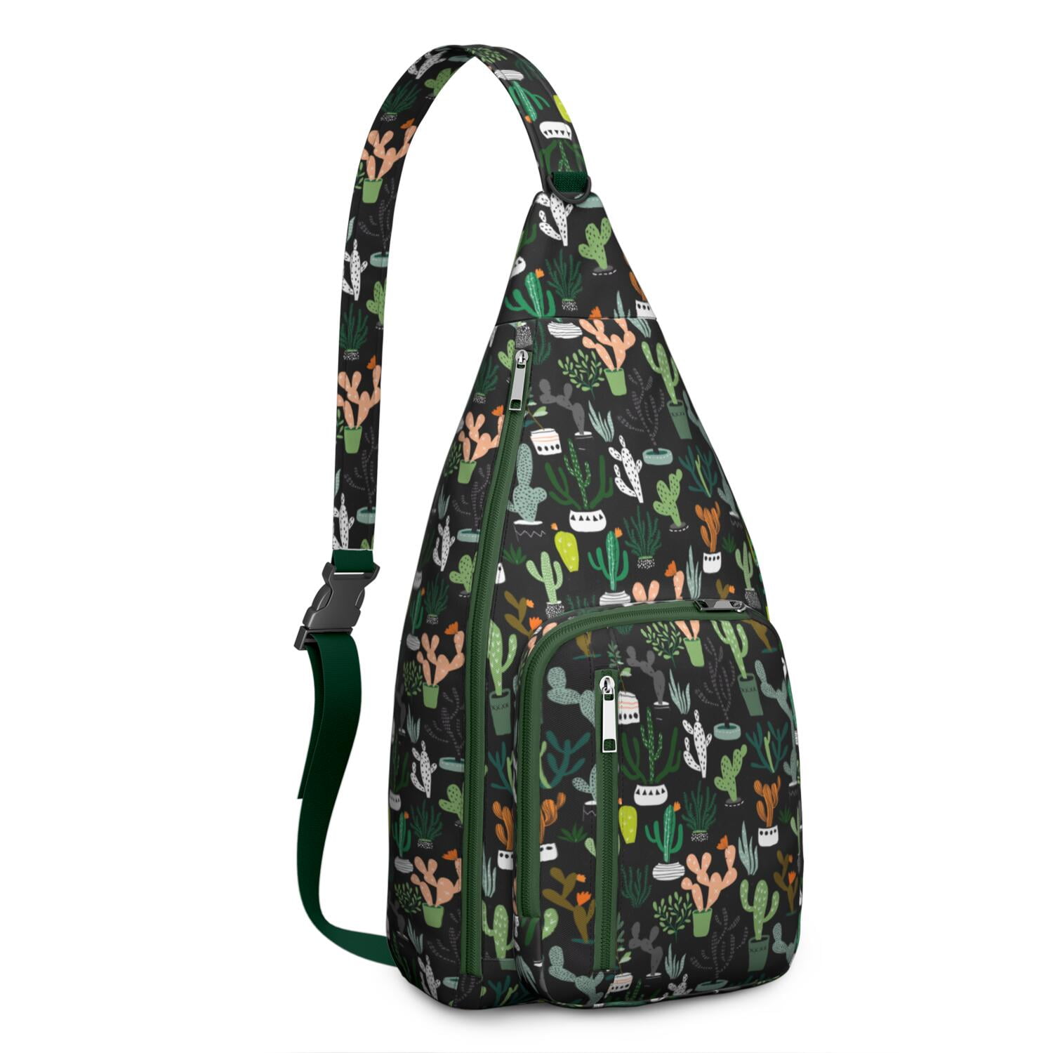 Boho Mushroom & Cactus Waterproof Hiking Sling Backpack , Lightweight ...