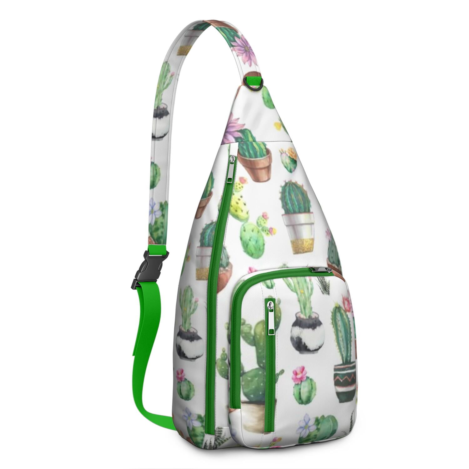 Boho Mushroom & Cactus Waterproof Hiking Sling Backpack , Lightweight Travel Bag for Woodland ...