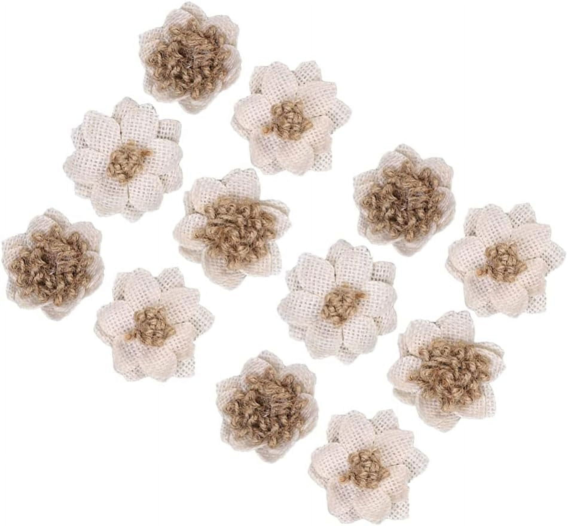 Boho Napkin Rings Set Of 12, Natural Burlap Flowers Handmade For ...