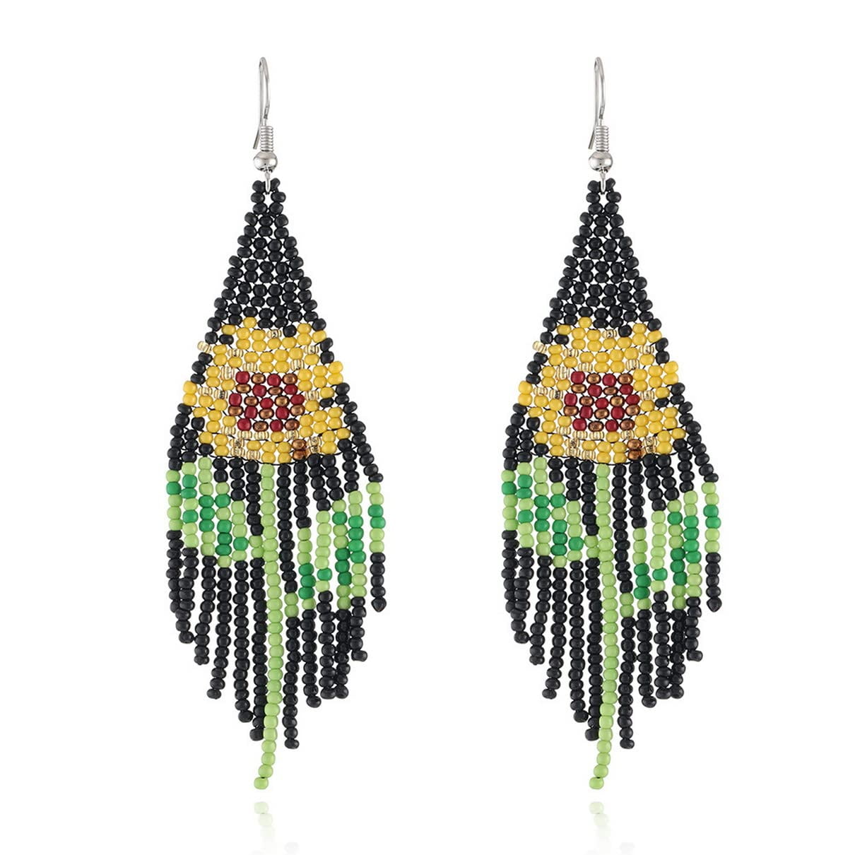Boho Native Long Sunflower Tree Tassel Beaded Earrings for Women Tribal ...
