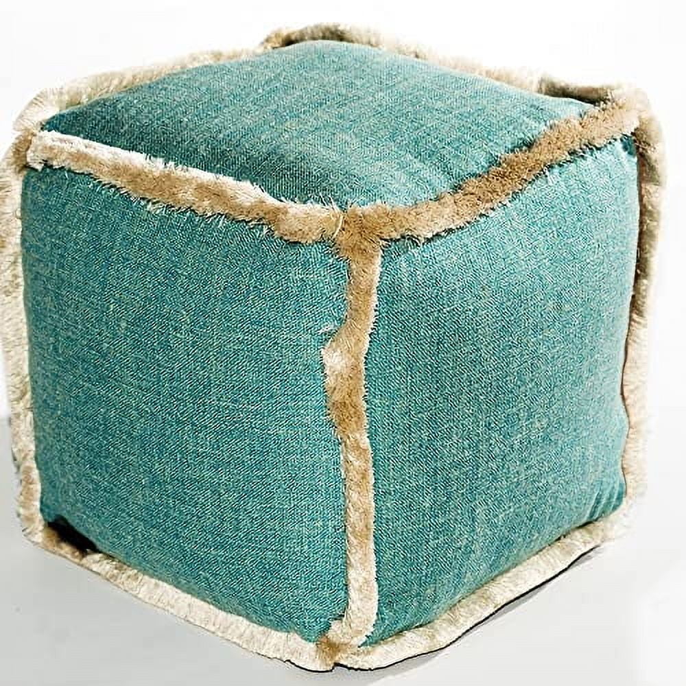 Boho Natural Jute Ottoman Pouf Upholstered 16" Turkish Handmade Rattan ...
