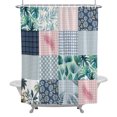 Boho Nature Shower Curtain, Coastal Botanical Patchwork Tropical Leaf ...