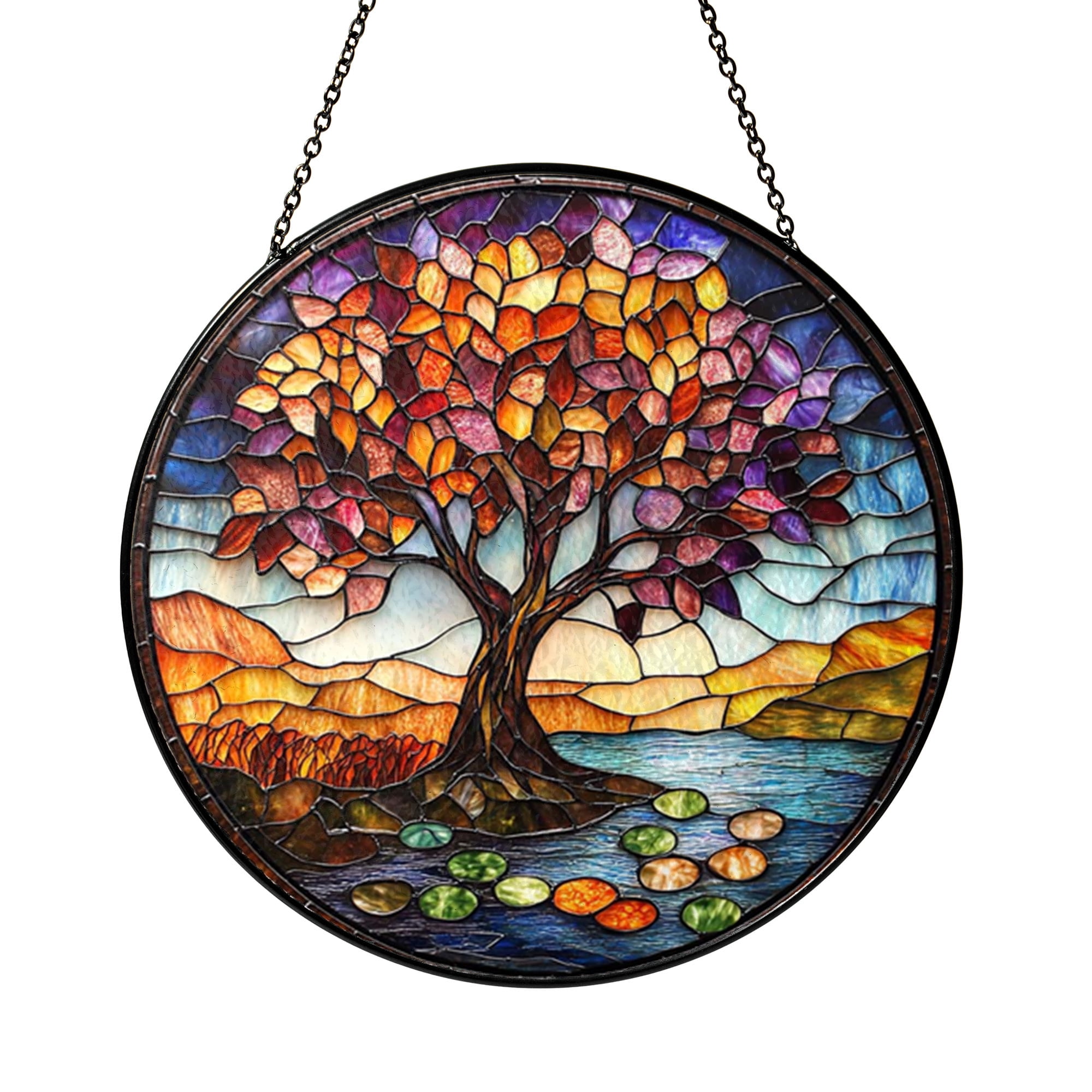Boho Nature Stained Glass Style Suncatcher – Decorative Tree Window ...