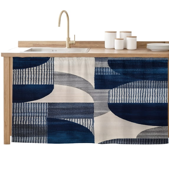 Boho Navy Blue Cabinet Curtains 28"W x 51"L, Dustproof Sink Skirt ...
