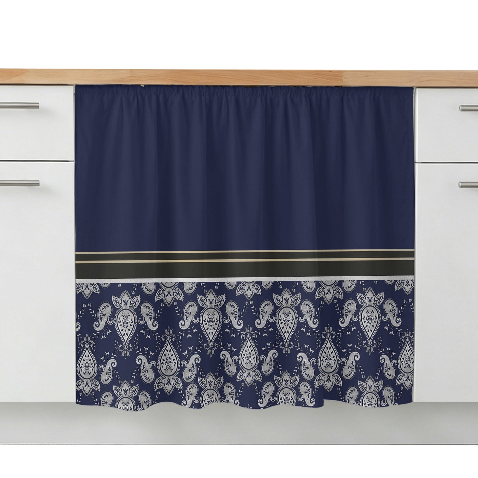 Boho Navy Blue Flower Sink Skirt 10"W x 11"L,Dustproof Under Sink ...