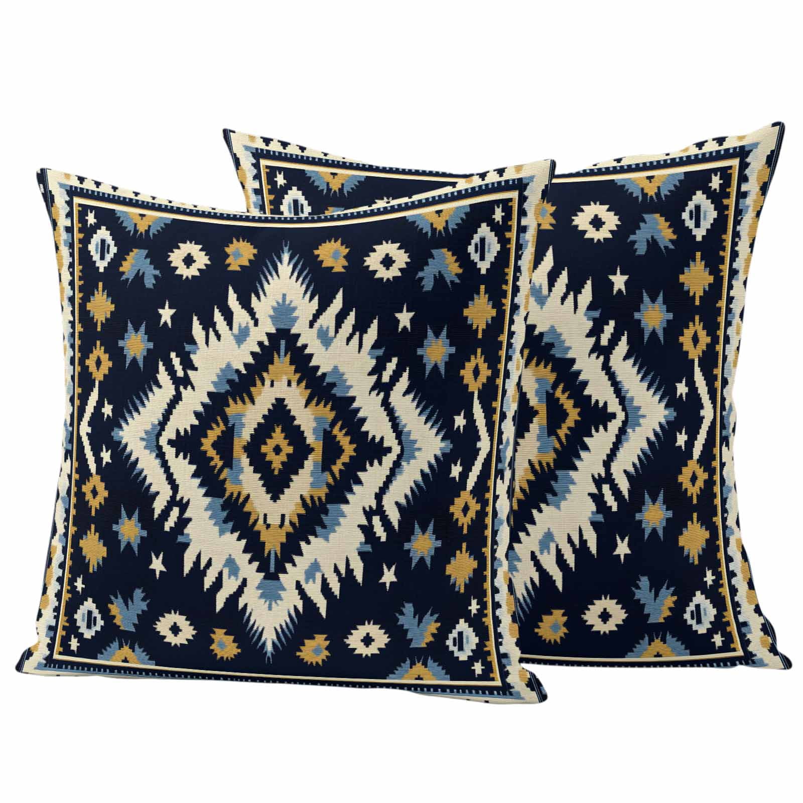 Boho Navy Blue Outdoor Pillow Covers 24"x24" Set of 2,Waterproof Throw ...