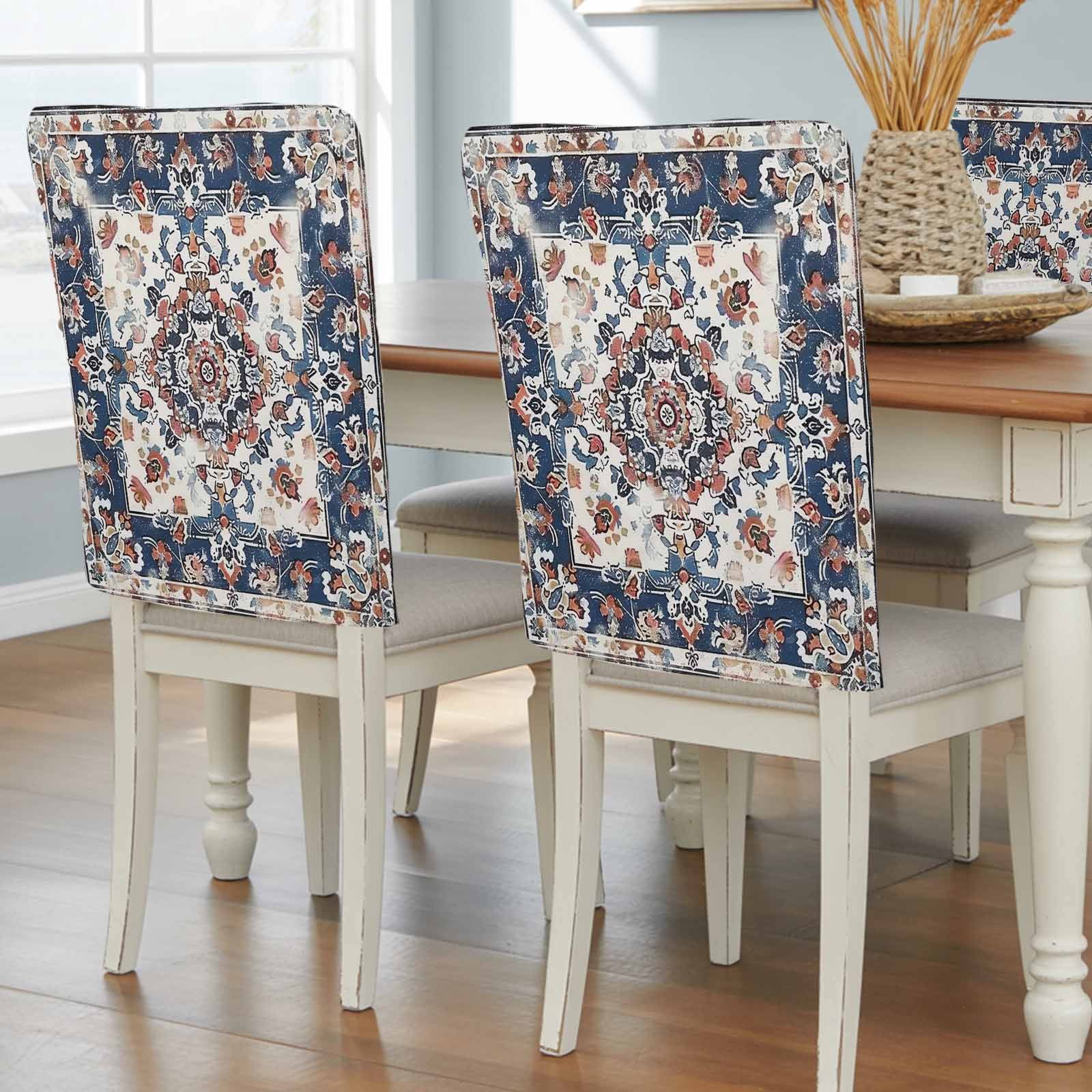 Boho Navy Blue Red Chair Back Covers, Southwestern Geometric Vintage ...
