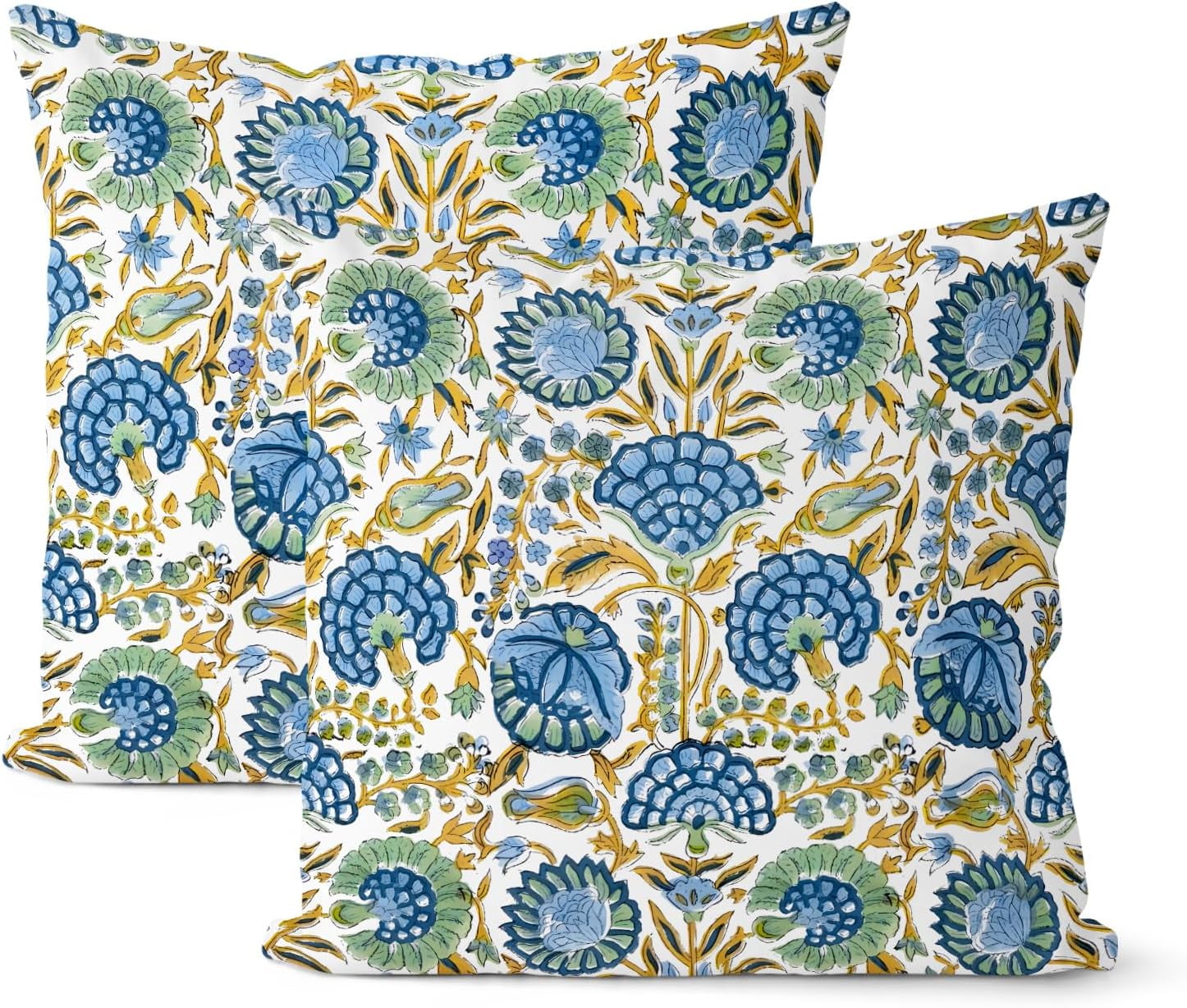 Boho Navy Blue Yellow Pillow Covers 20x20 Inch 2 Pcs Sage Green Vintage ...
