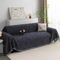 Boho Navy Couch Cover with Tassels, Farmhouse Chenille Sofa Slipcover ...