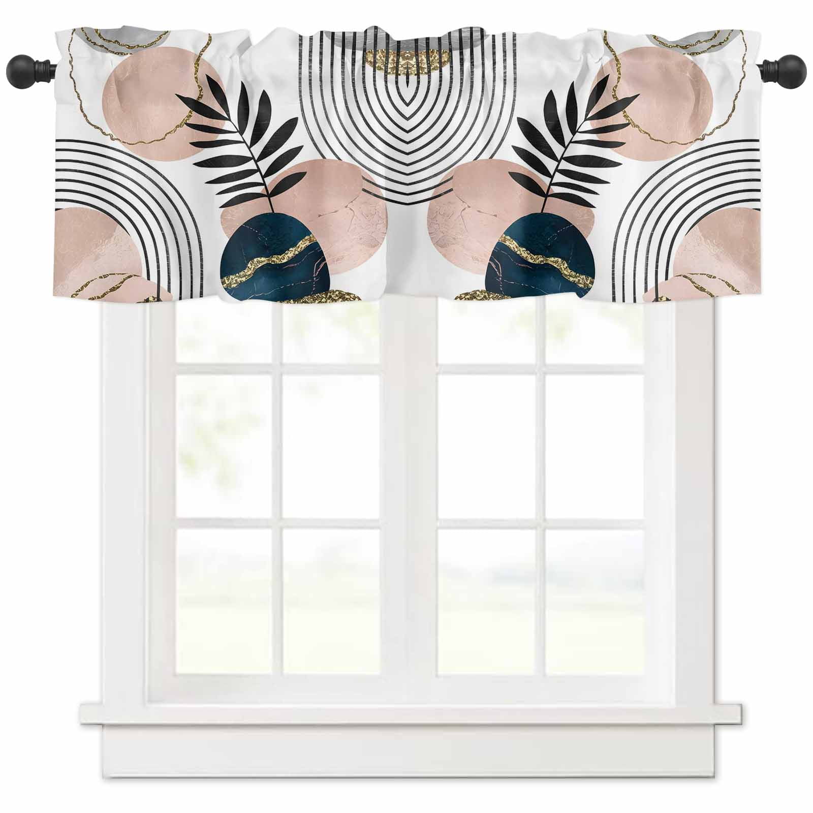 Boho Navy Valances for Windows Farmhouse Kitchen Curtains Valances Rod ...