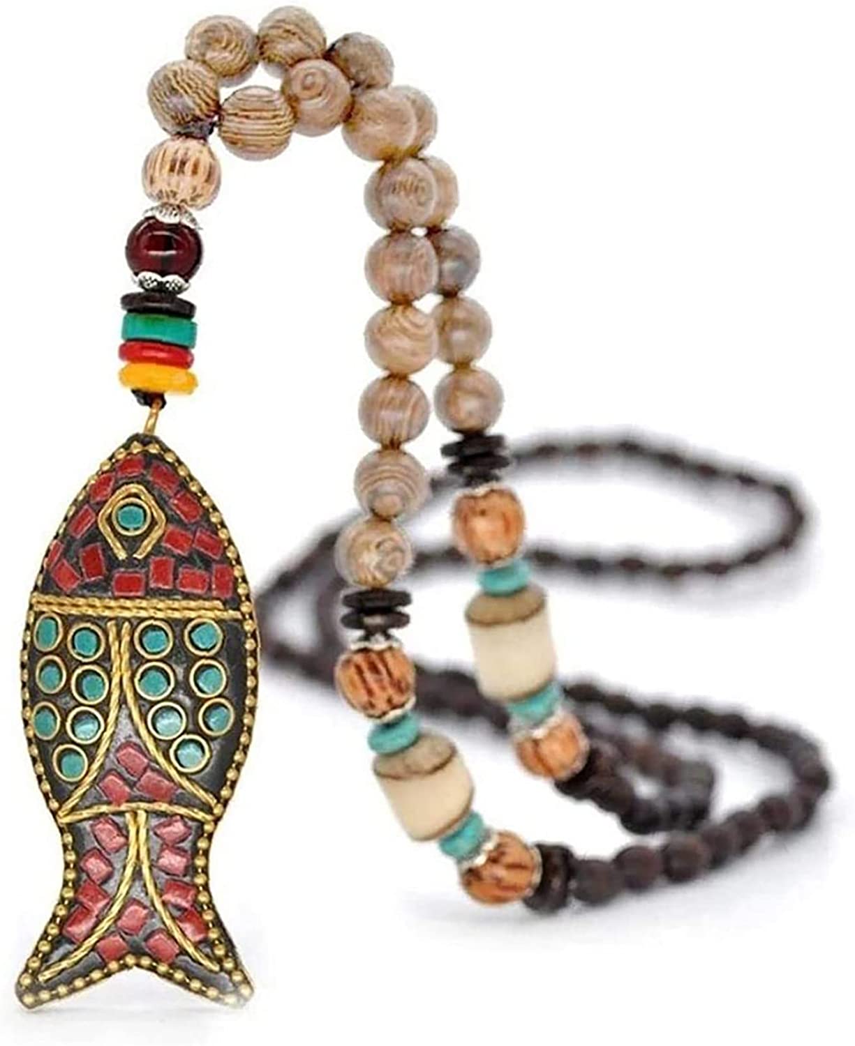 Boho Necklaces for Women Long Pendant Beads Necklace Vintage Ethnic ...