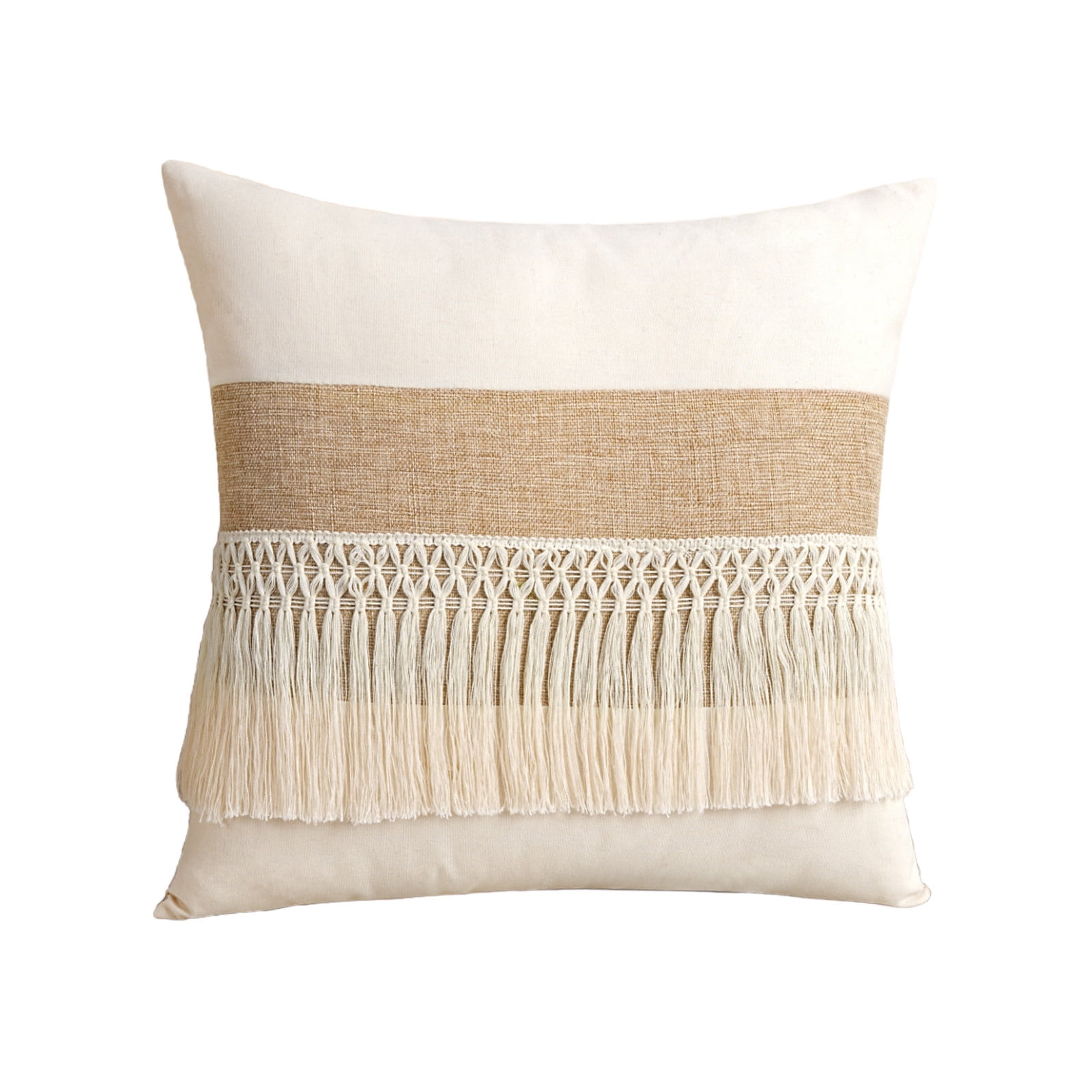 Boho Neutral Decorative Throw Pillow Cover 18x18 Inch for Couch Bed ...
