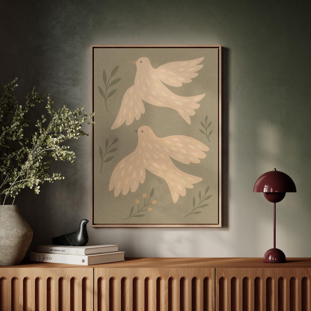 Boho Neutral Dove Wall Art Peaceful Minimalist Bird Print For Modern ...