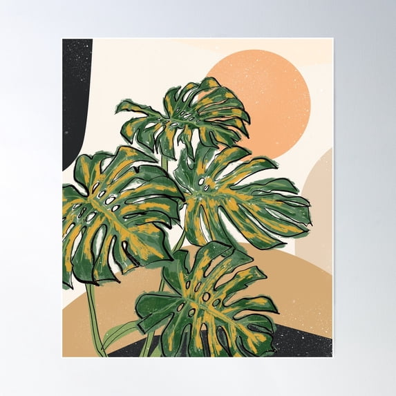 Boho Neutral Tropical Monstera Abstract Poster Wall Art Modern Wall ...