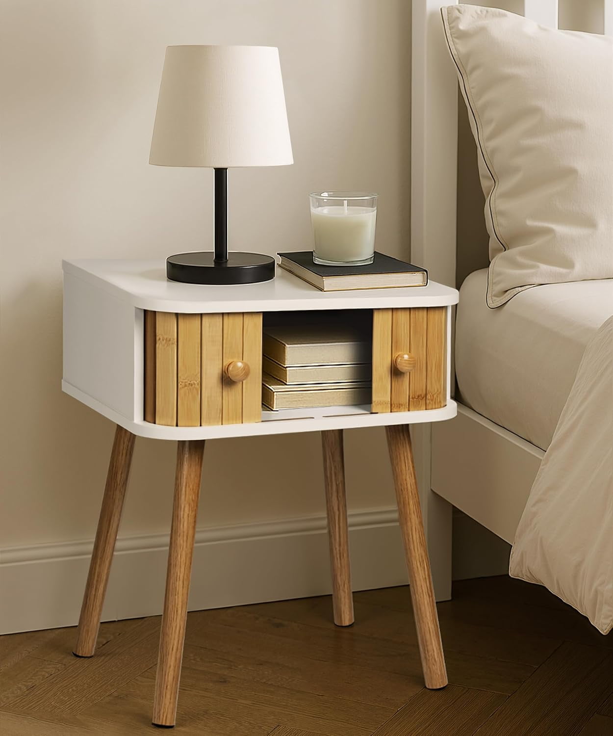 Boho Nightstand Mid Century Modern White Night Stand Bedroom ...