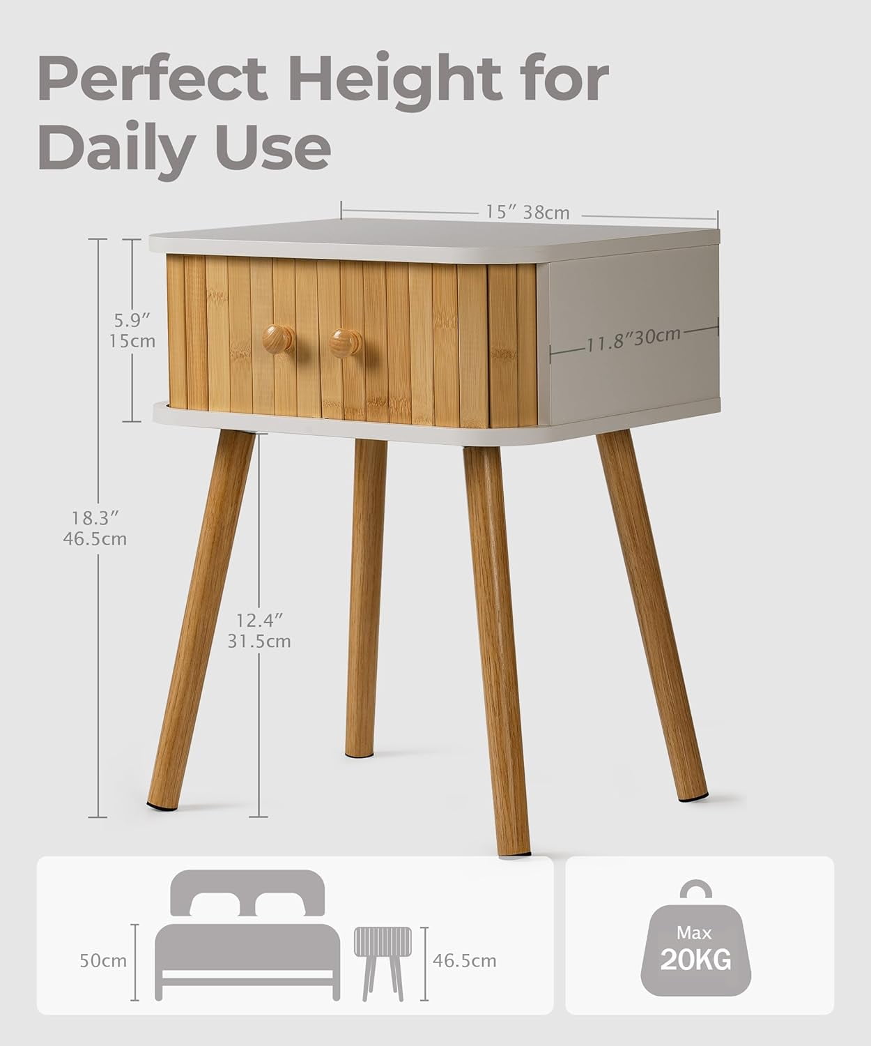 Boho Nightstand Mid Modern Small White Night Stand Bedroom Nightstands ...