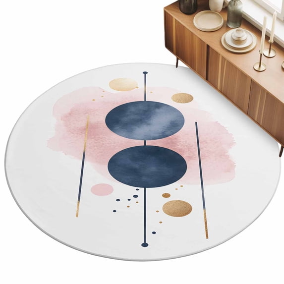 Boho Nordic Area Rug, Abstract Modern Non-Slip Felt Rubber Backing ...
