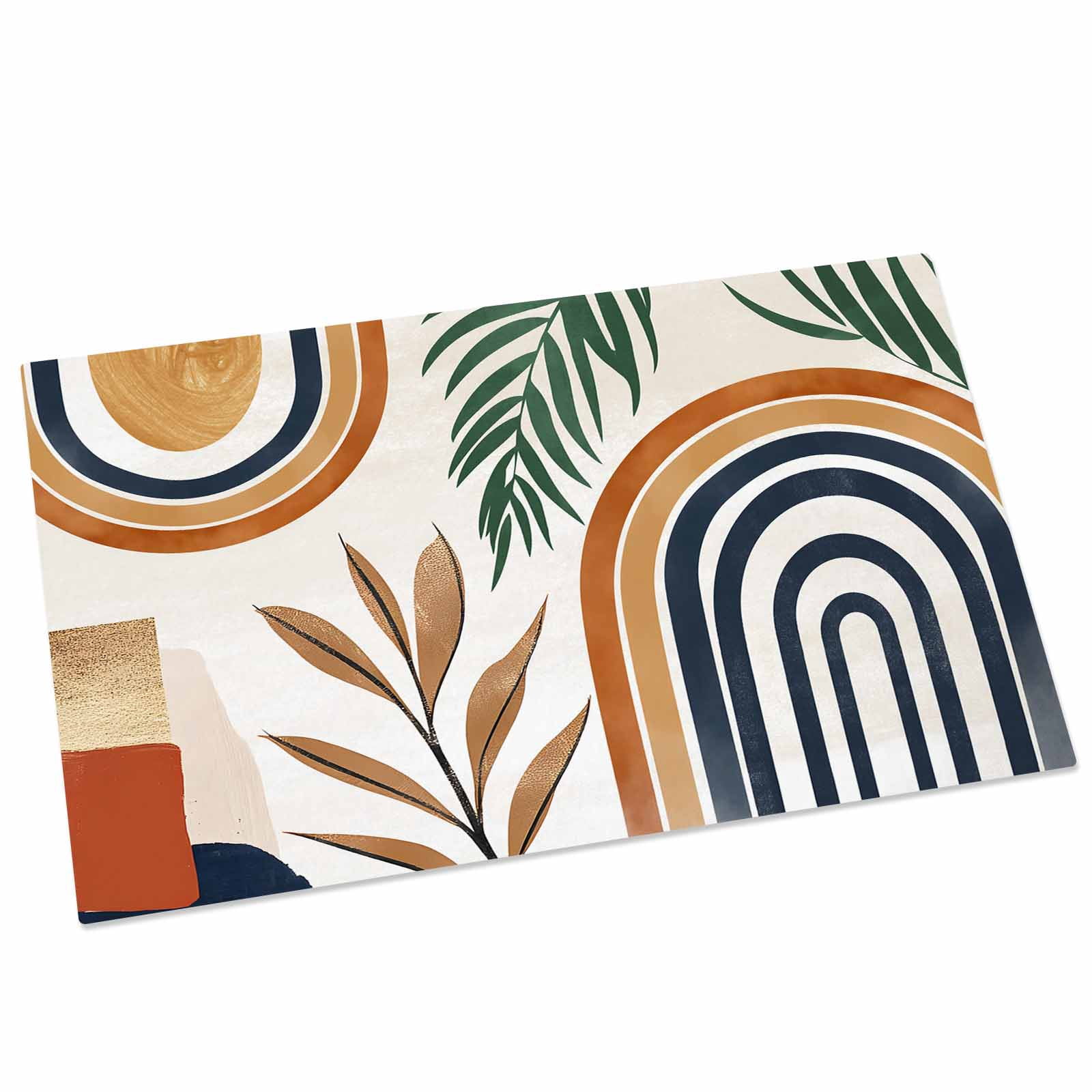 Boho Nordic Door Mat 16x24 Inch Abstract Art Geometric Palm Leaf ...