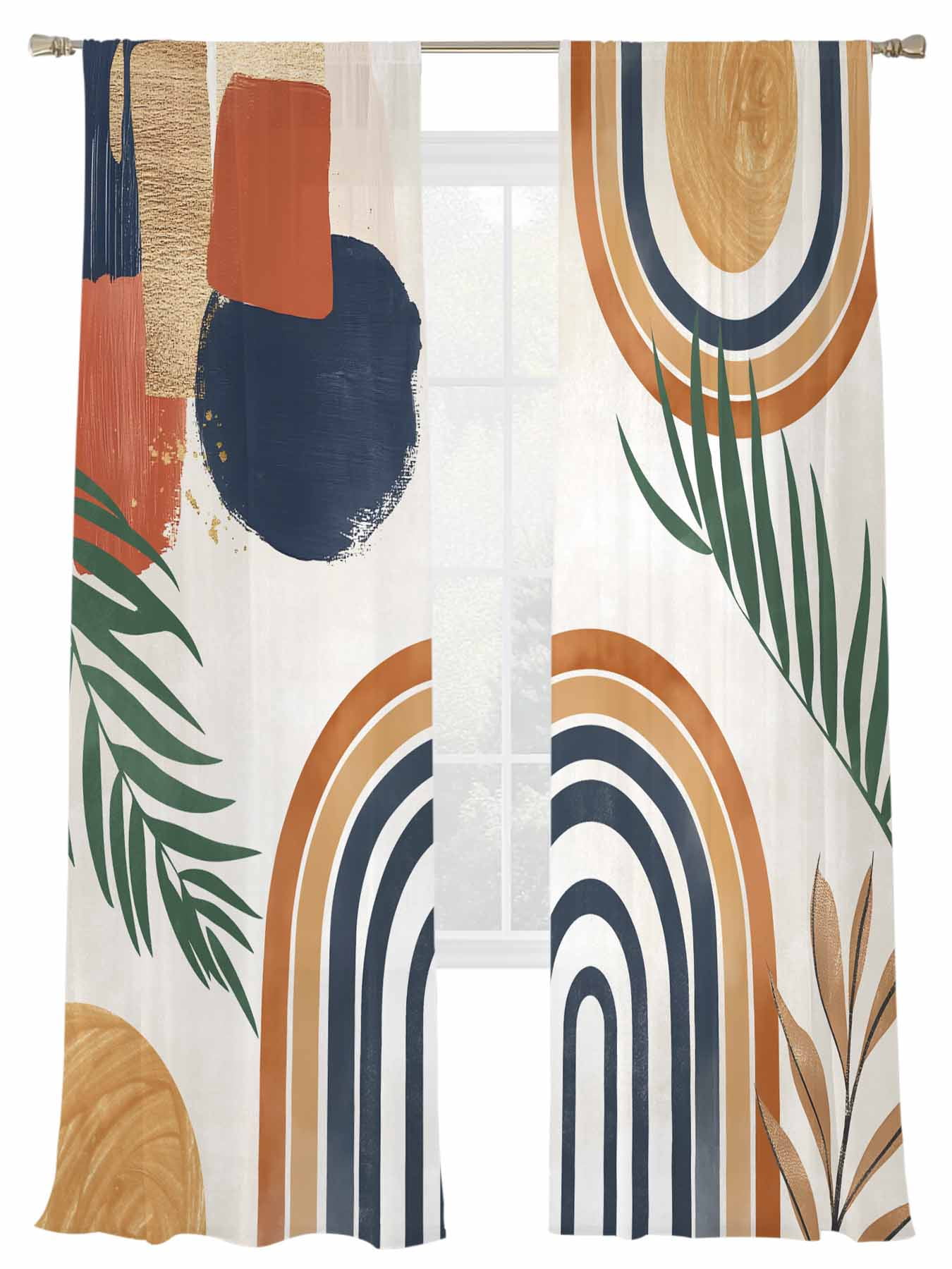 Boho Nordic Sheer Curtains for Living Room Bedroom, Light-filtering ...