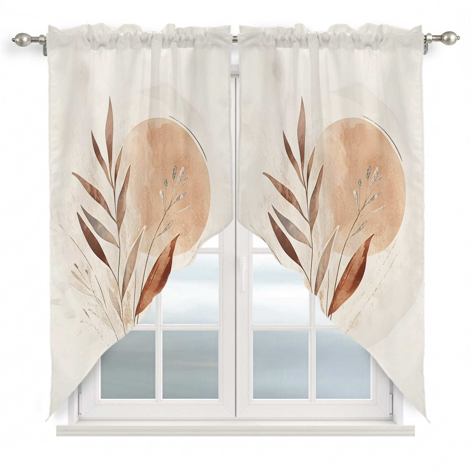 Boho Nordic Swag Curtain Valance for Window 2 Panels Abstract Modern ...