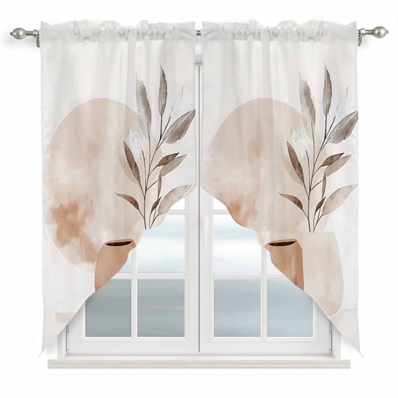 Boho Nordic Swag Curtain Valance for Window 2 Panels Abstract Modern ...