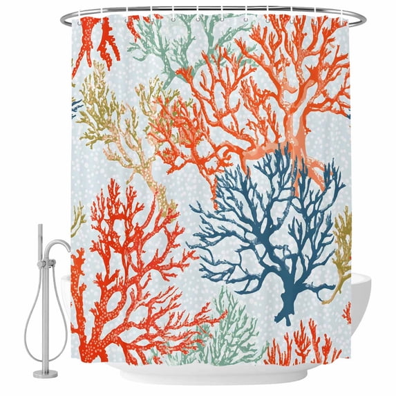 Boho Ocean Coral Shower Curtain Set - 48" x 72" Washable Bathtub ...