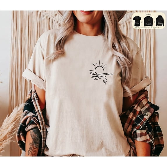 Boho Ocean Sun Graphic T-Shirt for Women - Perfect Summer Beach Wear ...