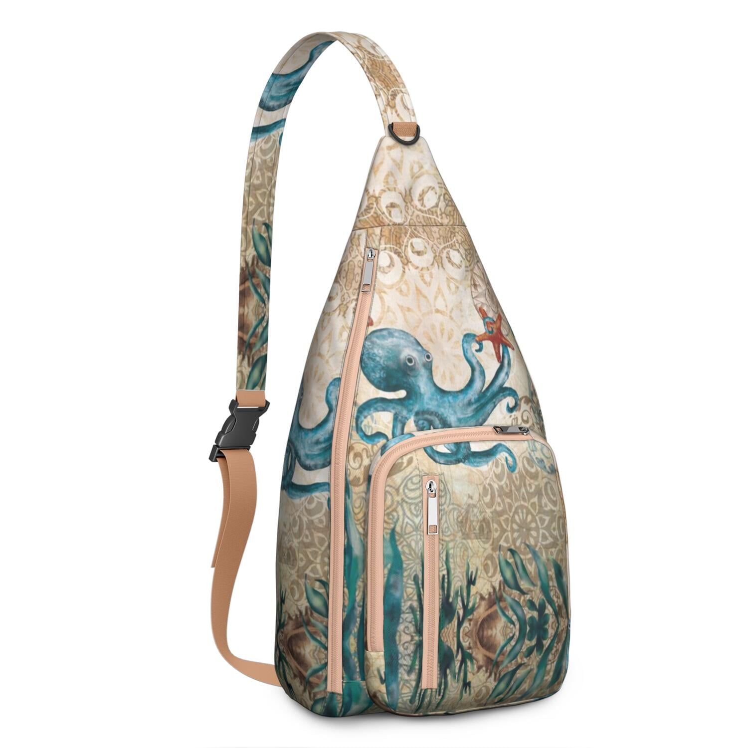 Boho Octopus Sling Backpack – Watercolor Nautical Deep Sea Creature ...