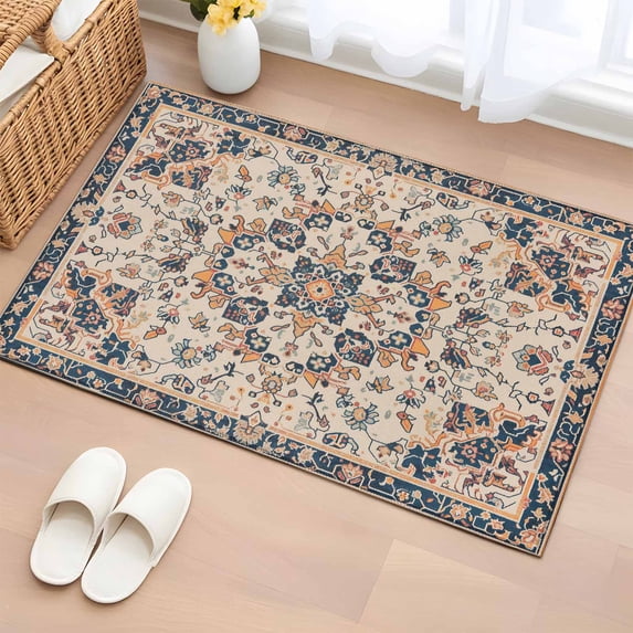 Boho Orange Blue Bathroom Mats 2x3 FT,Non Slip Small Kitchen Mat ...